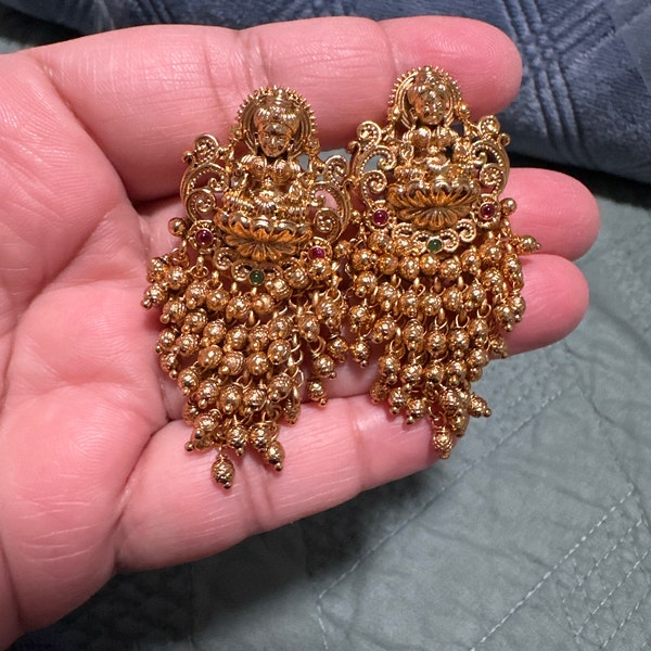 Traditional Mango Long Haram With Red Stone and Earrings/ South ...