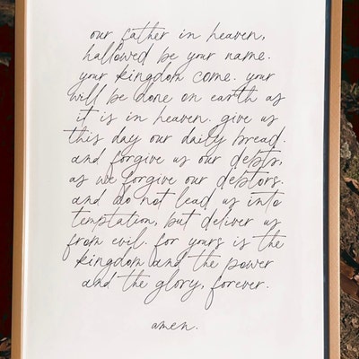 The Lord's Prayer Calligraphy Poster Elegant Christian Gallery Wall Art ...