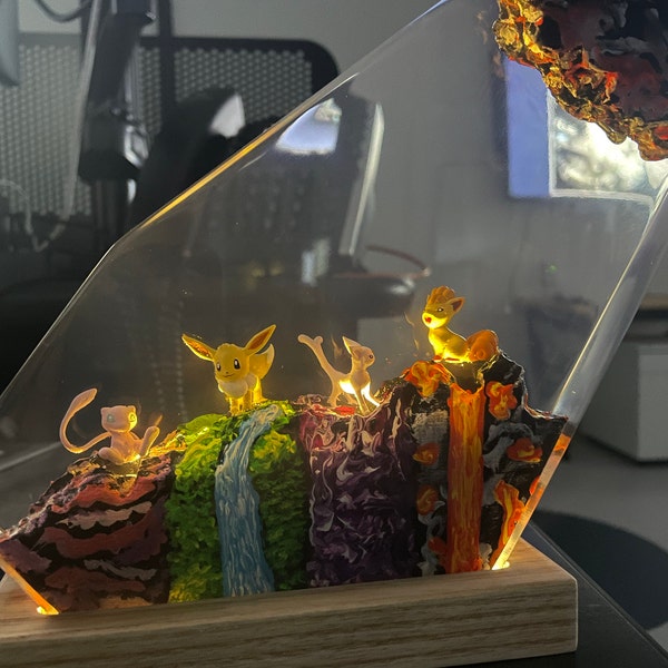 Resin Lamp Eevee Evolution, Pokemon Gifts, Custom Night Light, Resin ...