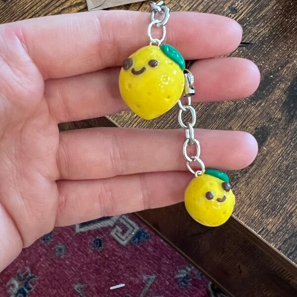 Keychain, Handmade Lemon Cute Charm, Polymer Clay, Unique Small Gift ...