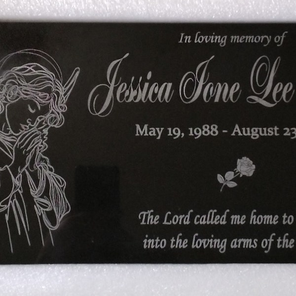 Custom Black Granite Human Memorial Stone With Two Holders, Human ...