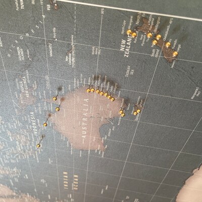 Personalized World Map Push Pin Map Pinboard Cork Canvas Print Gift for ...