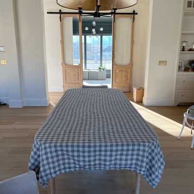 Plaid Linen Table Clothes, Plaid Wedding Table Cloth, Checked Washed ...