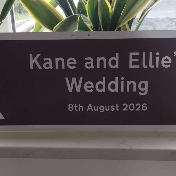 Personalised Metal Wedding Sign, Direction Road Arrow Sign Brown ...