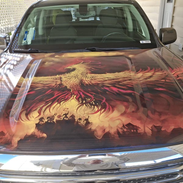 Car Hood Wrap Dragon Flame Vinyl Sticker Full Color Custom Decal Fit ...