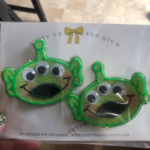 Toy Story Alien Felt Hair Clip, Pigtail Bows, Giddyupandgrow - Etsy