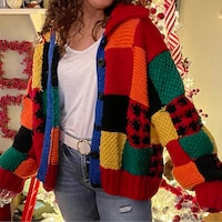 Harry Styles Inspired Cardigan Colour Block Patchwork - Etsy Canada