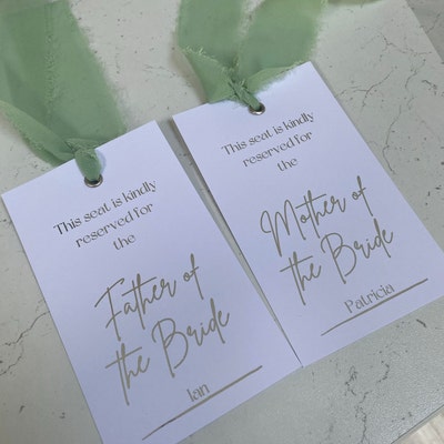 Reserved Seating Tags, Real Foil, Wedding Tags, Seating Plan, Ribbon ...