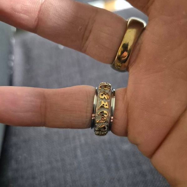 Tibetan Chong Dzi Bead Ring, Rare Ethnic Tibetan Dzi Bead Ring, Open ...