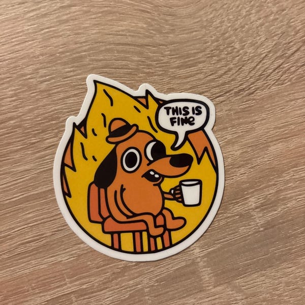 This is Fine Stickers Funny Meme This is Fine Laptop Sticker Water ...