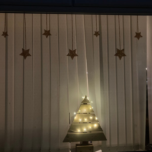 Gold Stars Window Stickers, Christmas Window Stickers, Stars on Strings ...