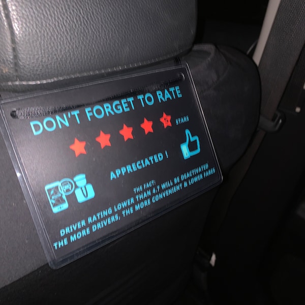 One Uber Lyft 5 Star Feedback Sign Decal Display Sticker Logo for ...