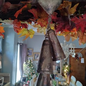 Yuletide Bells Set of 3 Large Rustic Gold Bells With Rope Standing ...