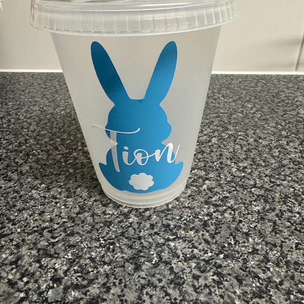 Children’s Personalised Easter Cup, Reusable Cold Cup, Cup With Lid and ...