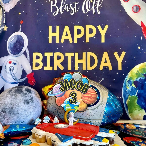 Custom Solar System Cake Topper - Space Cake Topper, Planets Birthday ...