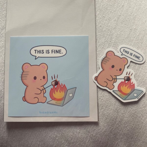 This is Fine Bear Programmer Humor Vinyl Sticker, Software Developer ...