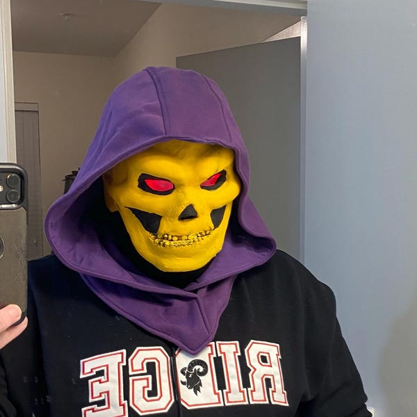 Devil Hood Red Rise Mask Faux Leather Hoodie Hand Ninja Assassin King ...