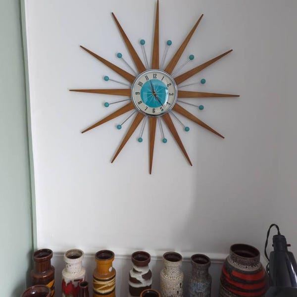 Starburst Clock by Royale - 27 Inch Hand Made Mid Century Modern Seth ...