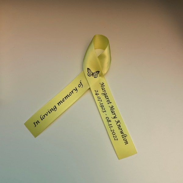 RIP Personalised Funeral Ribbons. Shaped Memorial Ribbons Ribbon With ...