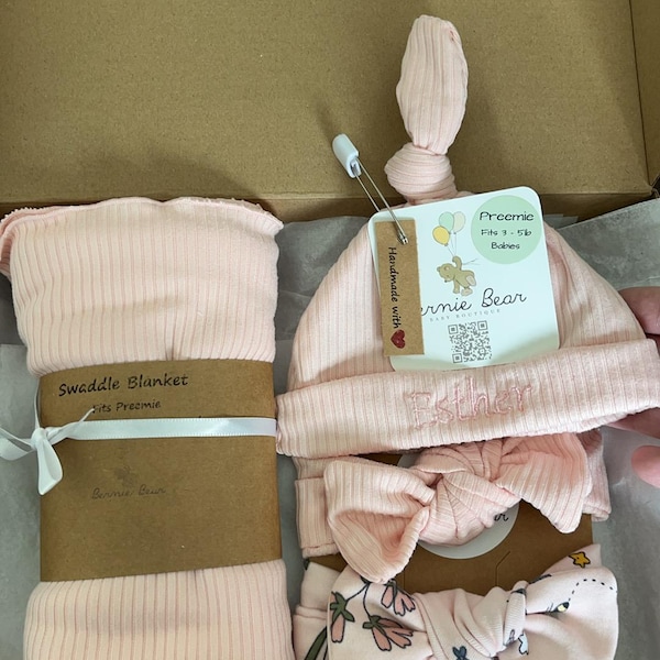 Personalized NICU Bonding Hearts & Preemie Snuggle Blanket Set | NICU ...