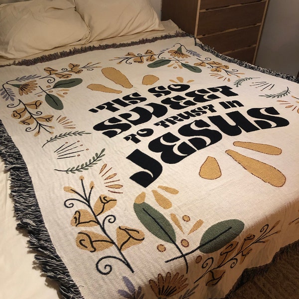 Christian Woven Throw Blanket: 'tis so Sweet', Mid Century Decor - Etsy