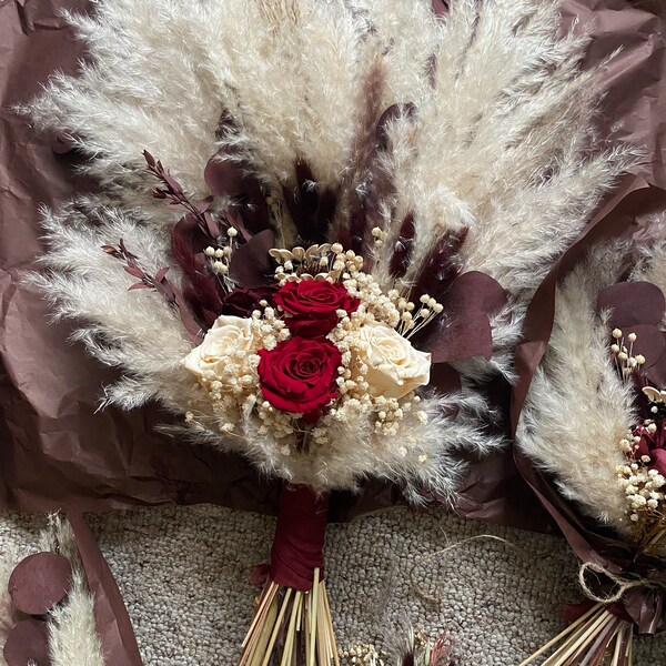 Marsala Bouquet, Marsala Wedding Bouquet, Marsala Bridal Bouquet, Dried ...