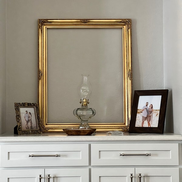 Classic Colonial Narrow Version Ornate Wood Picture Frame, Gold Leaf ...