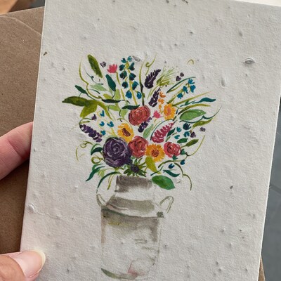 Poppys, Bees & Wildflowers Plantable Seed Card/ Seed Card Birthday Card ...