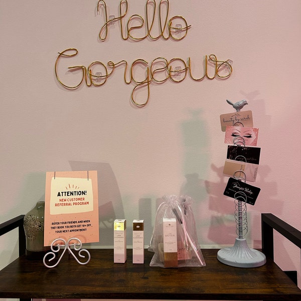 Hello Gorgeous Sign, Wire Art Wall Decor, Wire Signs, Spa Decor, Salon ...