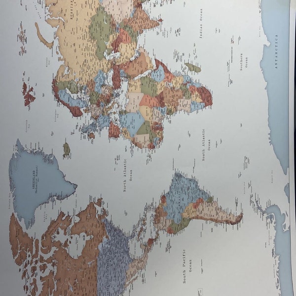 Accurate World Map Poster - Large Wall Travel Map Print - Detailed ...