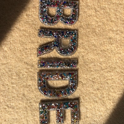 Rainbow Large Rhinestone Sparkle Letter Patch Patches Iron on - Etsy