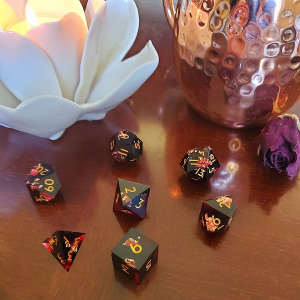 The Gods Are Athirst - Red and Black Handmade Resin Sharp Edge Dnd Dice ...
