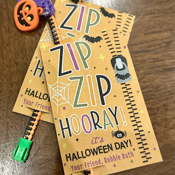 Zip Zip Hooray Tags for Halloween Zipper Bracelet Fidget Toy Non-candy ...