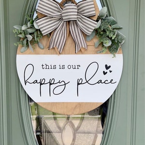 Front Door Decor, This is Our Happy Place, Front Door Wreath, Door ...