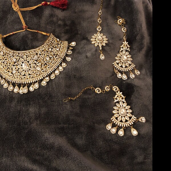 Indian Bollywood Style Fashion Gold Plated Bridal Jewelry Necklace Earring Set for Women - Etsy
