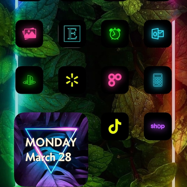 50,000+ MEGA NEON Ios Icons Pack Bundle | iPhone Ios 17 App Aesthetic ...