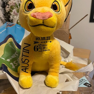 Personalized Disney Simba Plush, Birthday Gift, Birth Announcement ...