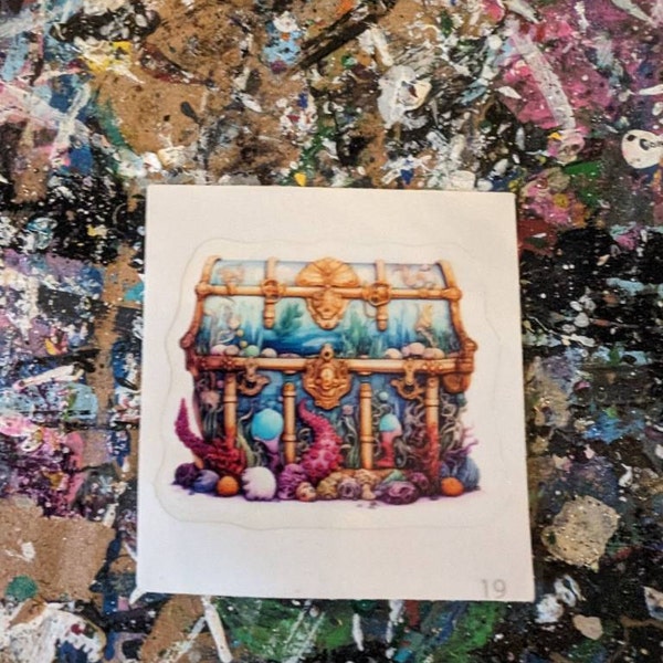 Treasure Chest Sticker, Treasure Sticker, Underwater Treasure Chest ...