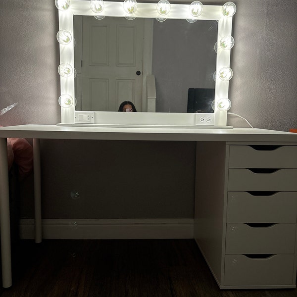 Gold Glitter Vanity Mirror With Lights 32 X 28 Made in the USA - Etsy