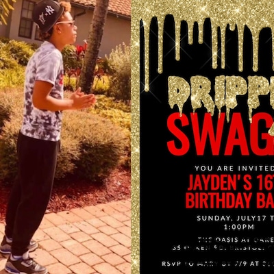 Swag 16 Birthday Photo Invitation, Swag 16 Party, Swag 16 Invitation ...