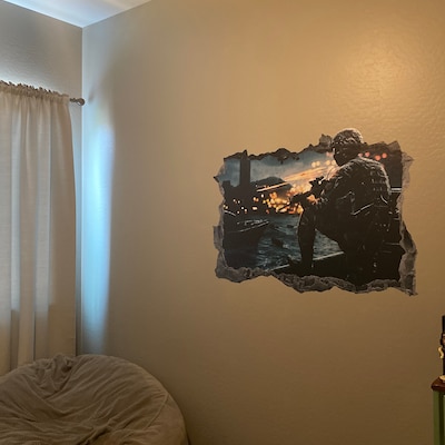 Warzone Wall Decal Smashed 3D Graphic Battlefield Wall Sticker Art ...
