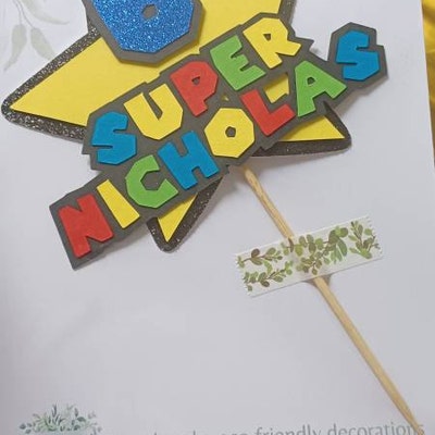 Super Mario Inspired Personalised Cake Topper, Name Birthday Cake ...