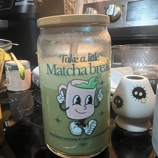 Take a Little Matcha Break Iced Matcha Glass Cute Tumbler Stylish Iced ...