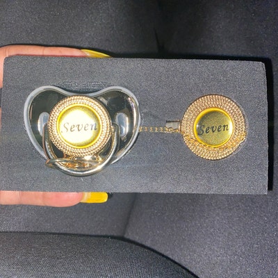 Gold Custom Pacifier With Personalized Baby's Name Gift Set With Clip ...