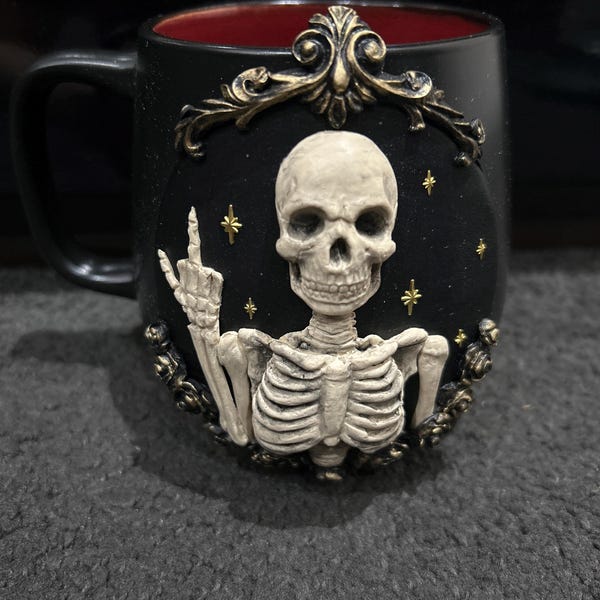 Skeleton Mug | Skull Mug | FU Black | Supernatural | Horror Movie Gifts ...