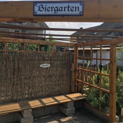 Biergarten German Enamel Sign 8x30 Cm 3.2x11.8, Deep Blue, Green, White ...