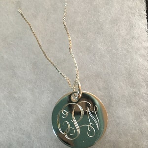 Sterling Silver Necklace 7/8 Inital Pendant Personalized Monogrammed ...