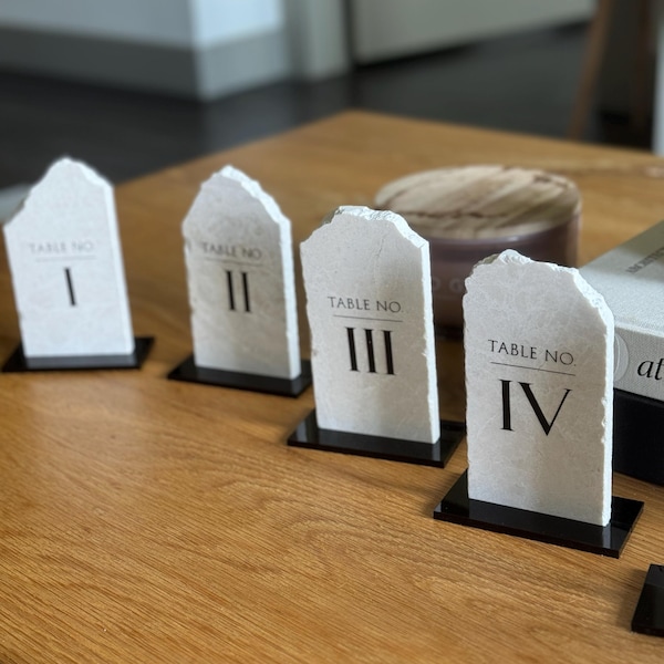 Daylight Marble Table Numbers | Wedding Signs | Event Signs | Custom ...