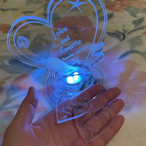 Personalized Lighted LED Double Heart Wedding Cake Topper - Etsy