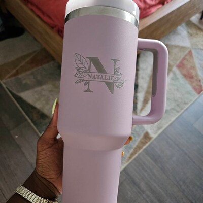 Personalized 40oz Tumbler With Handle & Straw, Laser Engraved Stainless ...